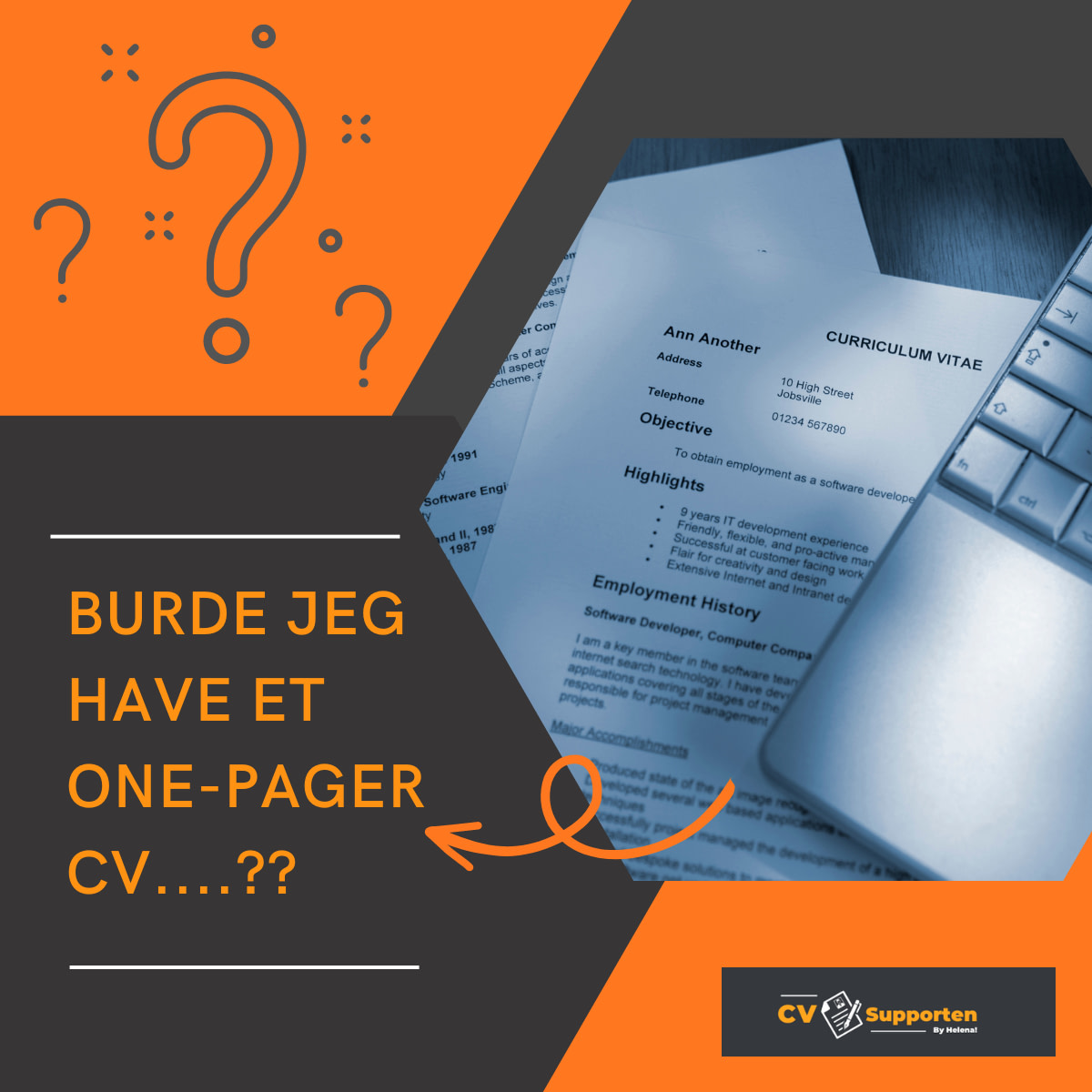 One pager CV | CV-supporten.dk.